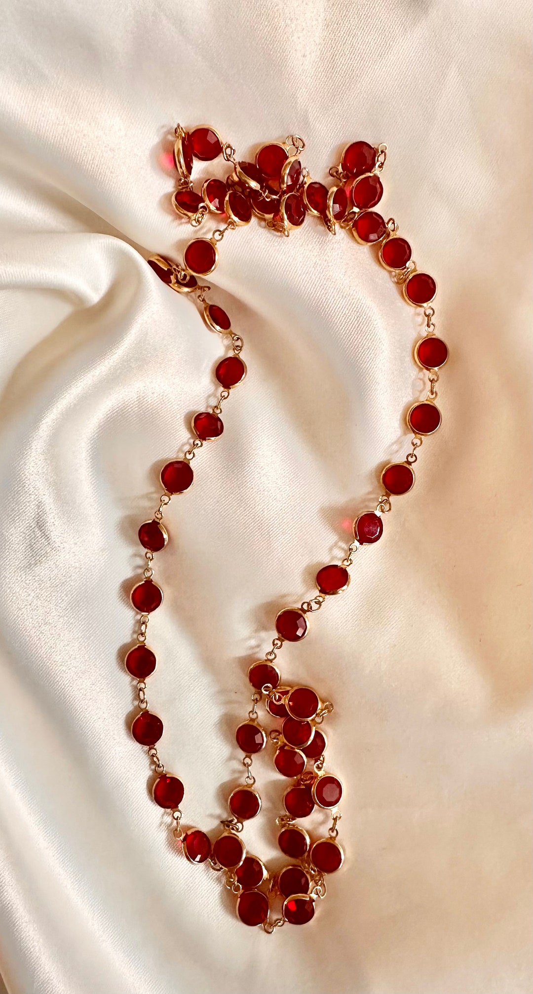 Swarovski Red Crystals Long Necklace - Etsy