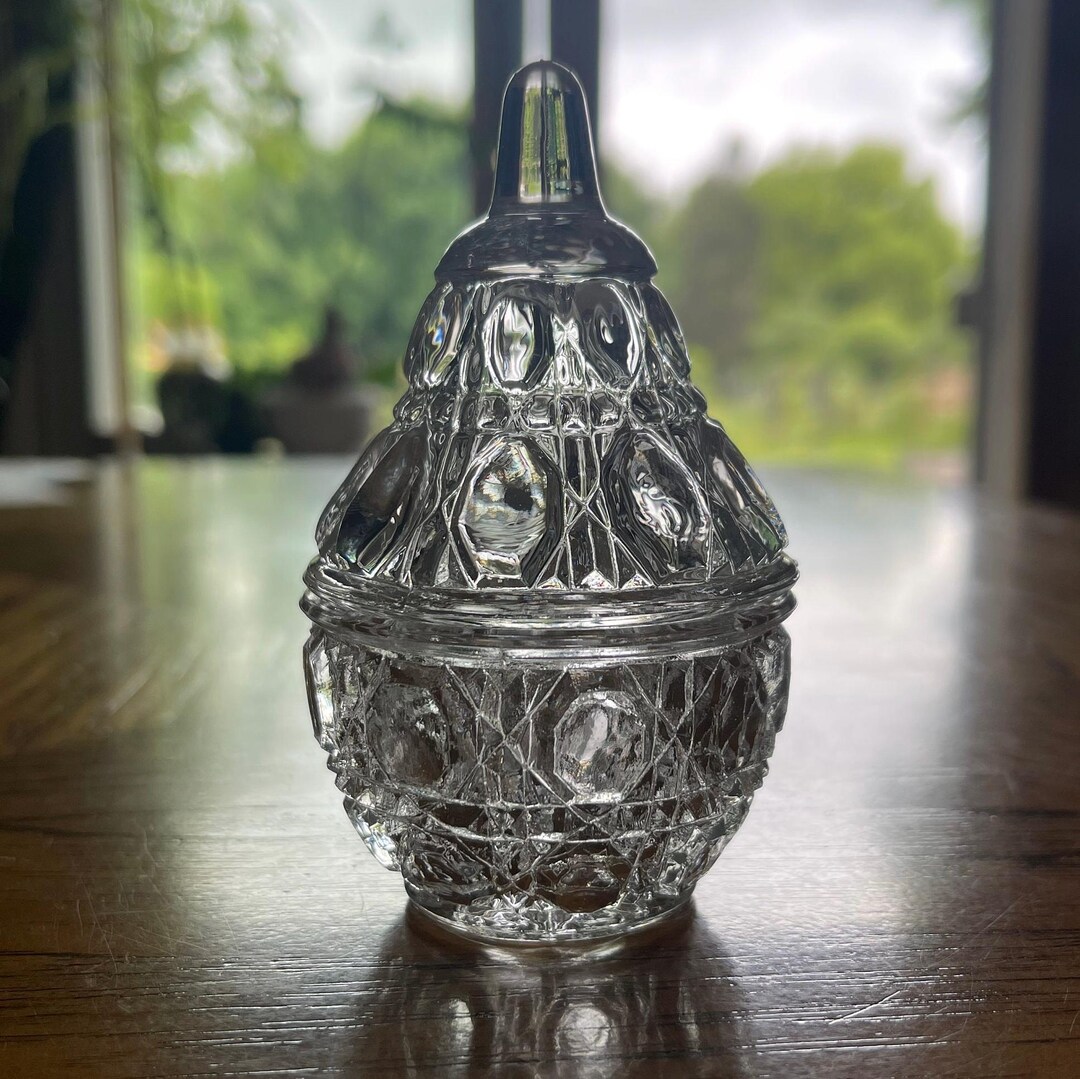 Vintage Cut Crystal Pear Shaped Container With Lid - Etsy