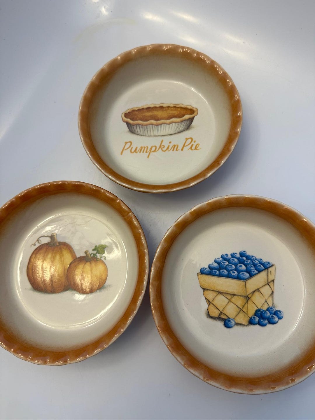 Nantucket Stoneware Ceramic Baking Pie Plates - Set of 3 - Etsy