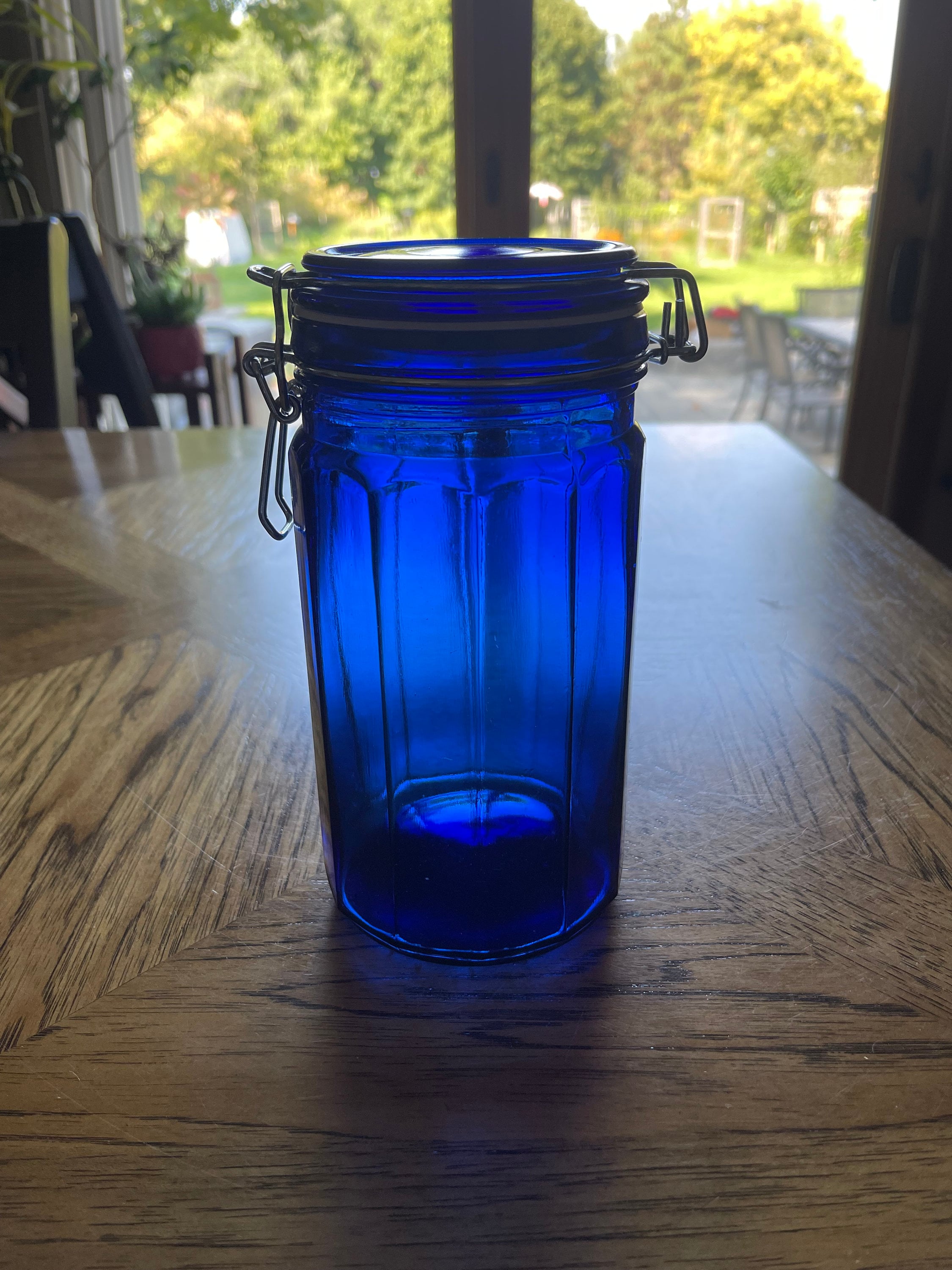 Vintage Cobalt Blue Glass Food Storage Canisters Set of 4 - Etsy