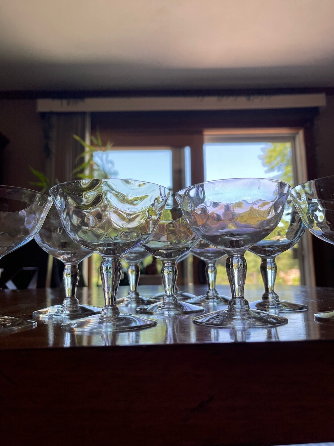 Vintage Depression Ware Dimpled Rainbrow Irridescent Delicate Stemware ...