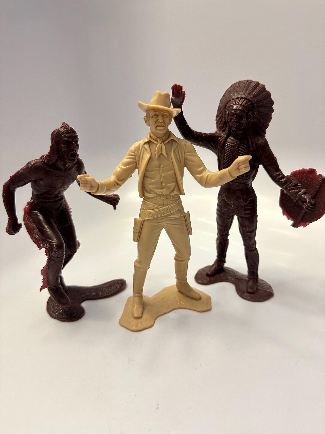 Vintage Marx Plastic Indians and Cowboy Figures - Etsy