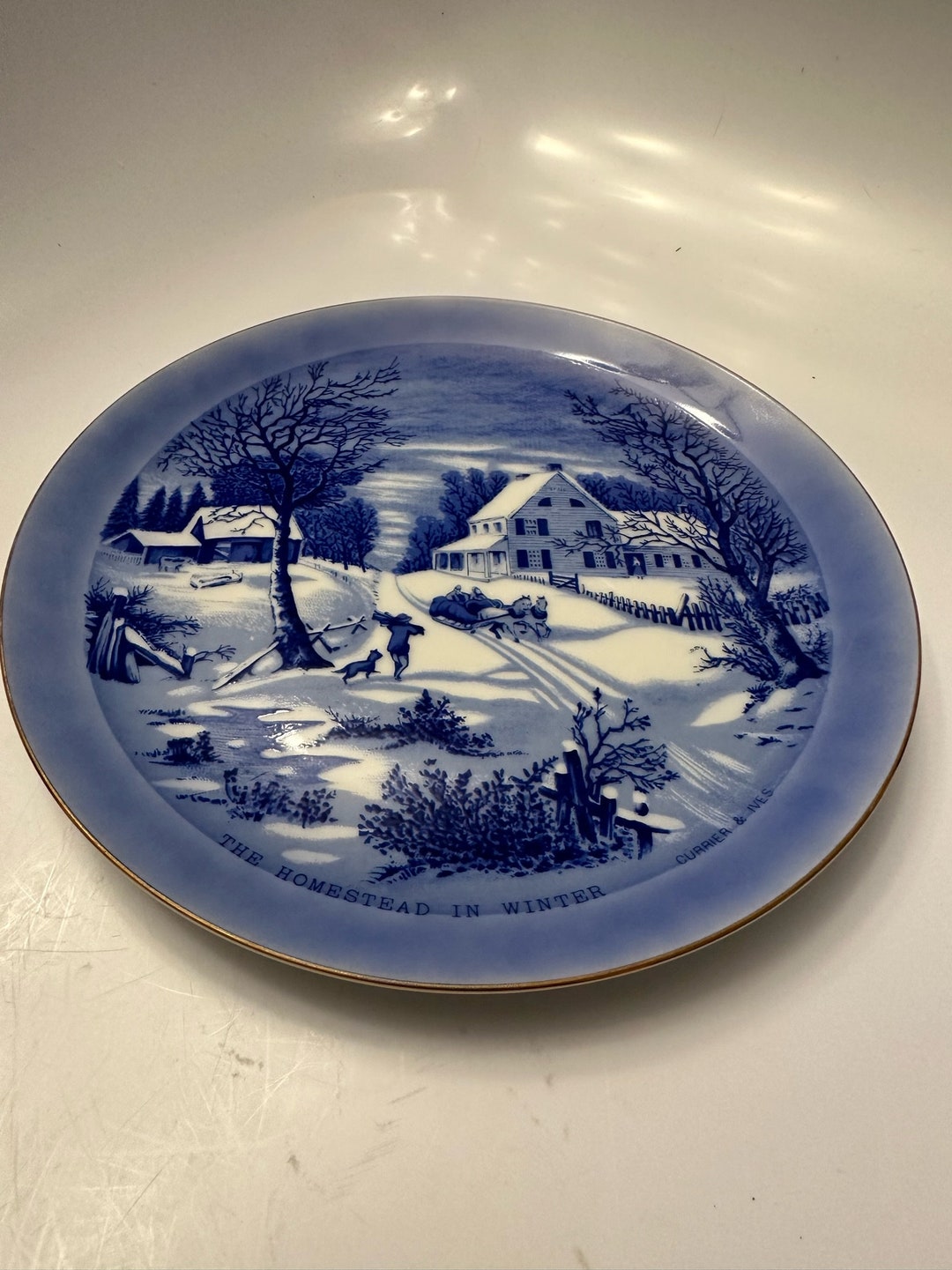 Vintage Currier and Ives Winter Scene Plate - Homestead - Etsy