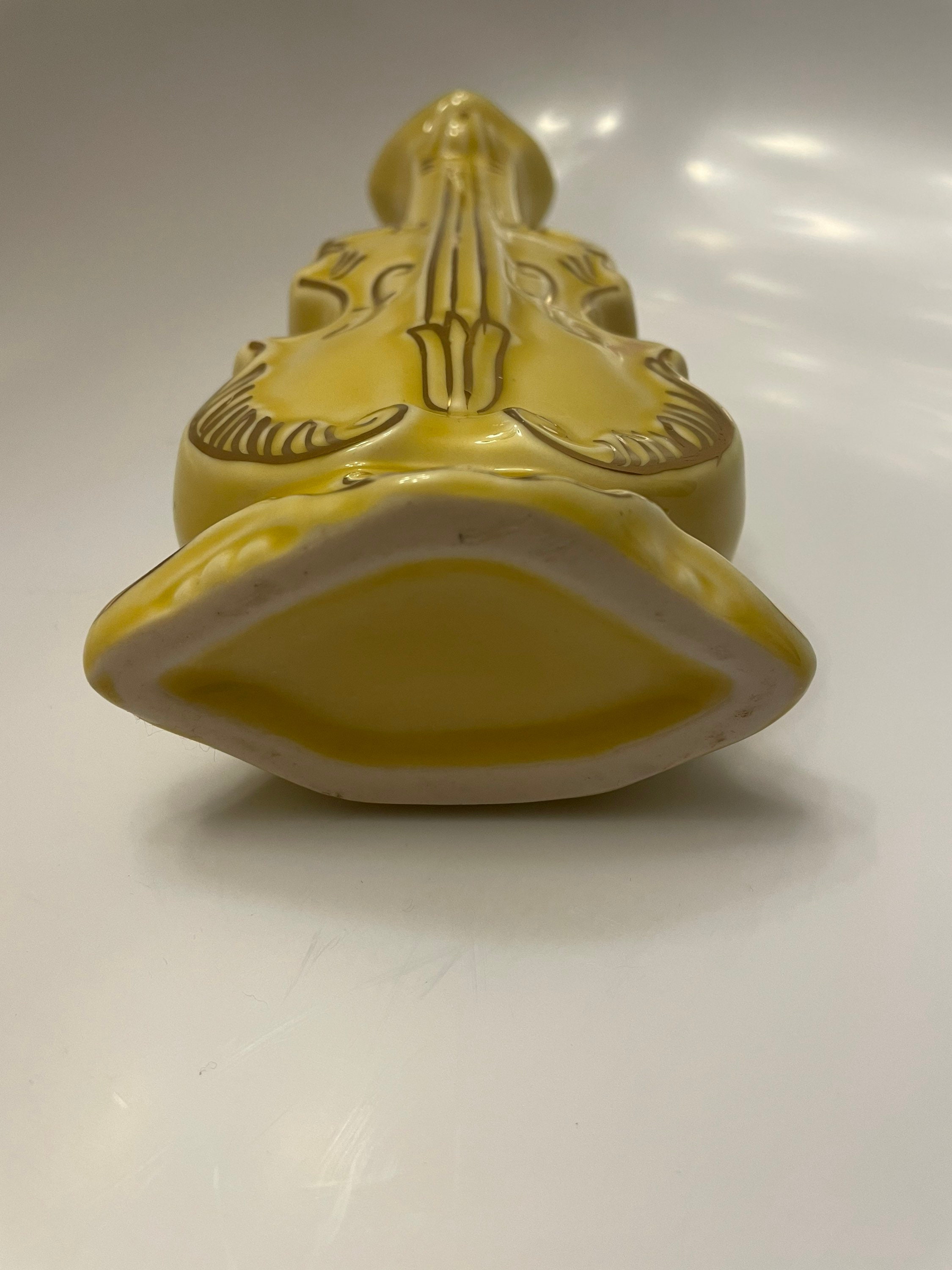Vintage Bass Cello Pottery Wall Pocket, Yellow With Gold Trim - Etsy