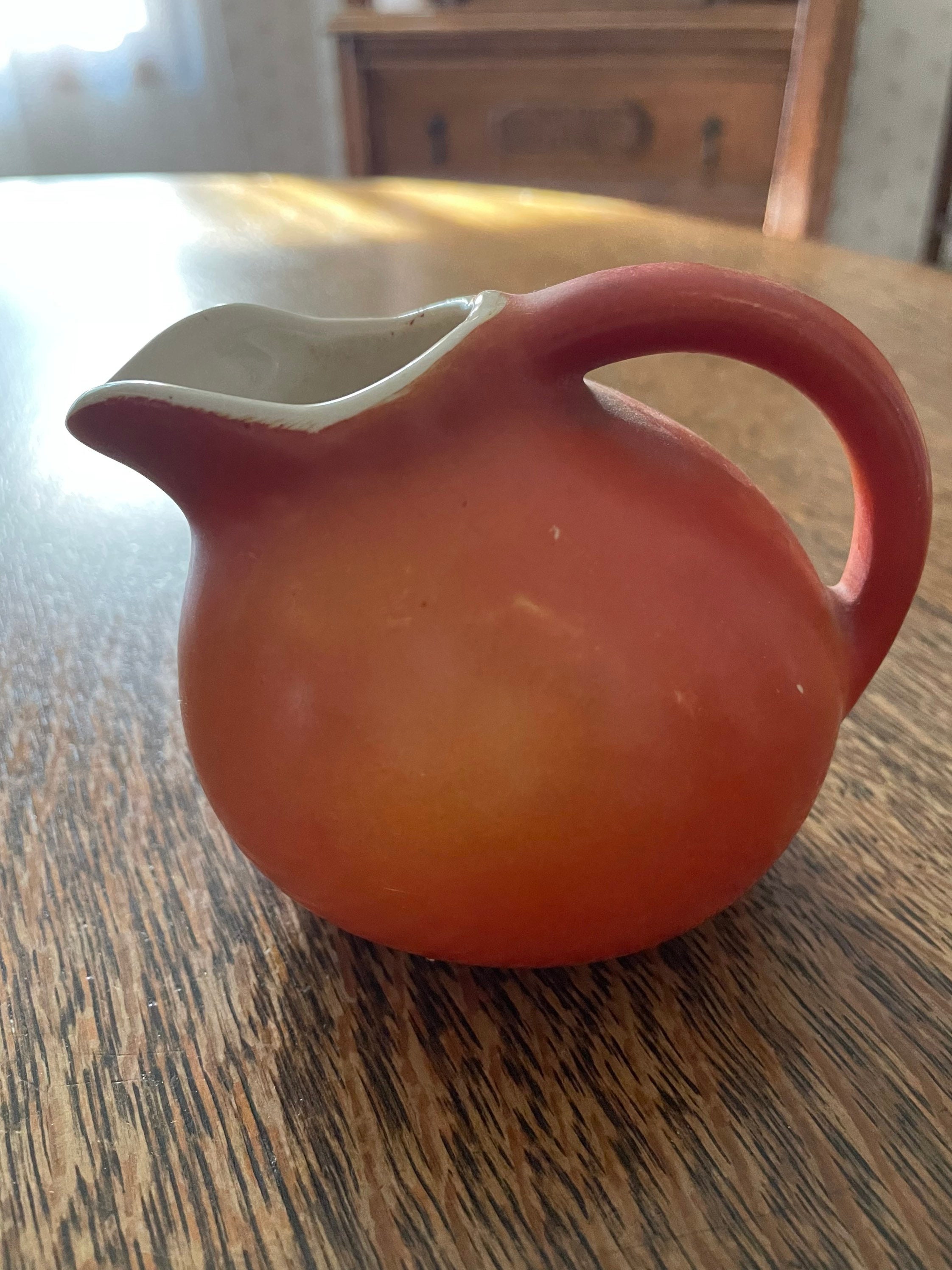 Vintage Orange Tilted Ball Pitcher 1950 - Etsy