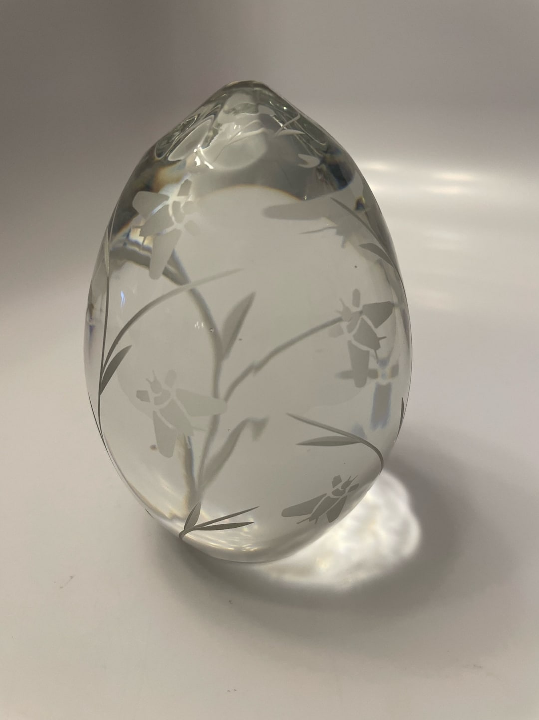 Lead Crystal Etched Egg Shape Paperweight With Butterflies - Etsy