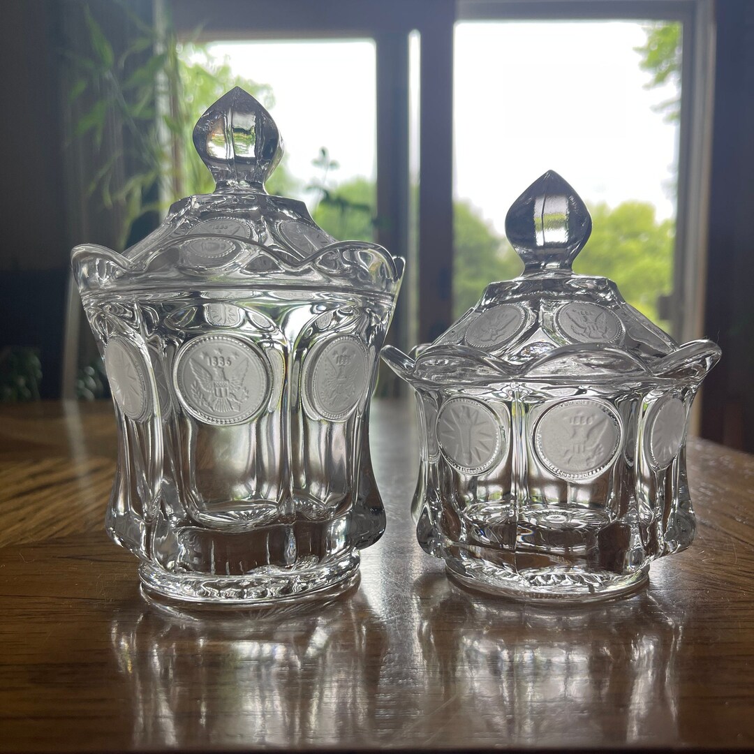 Fostoria Presidential Coin Glass Bowls With Lids - Etsy