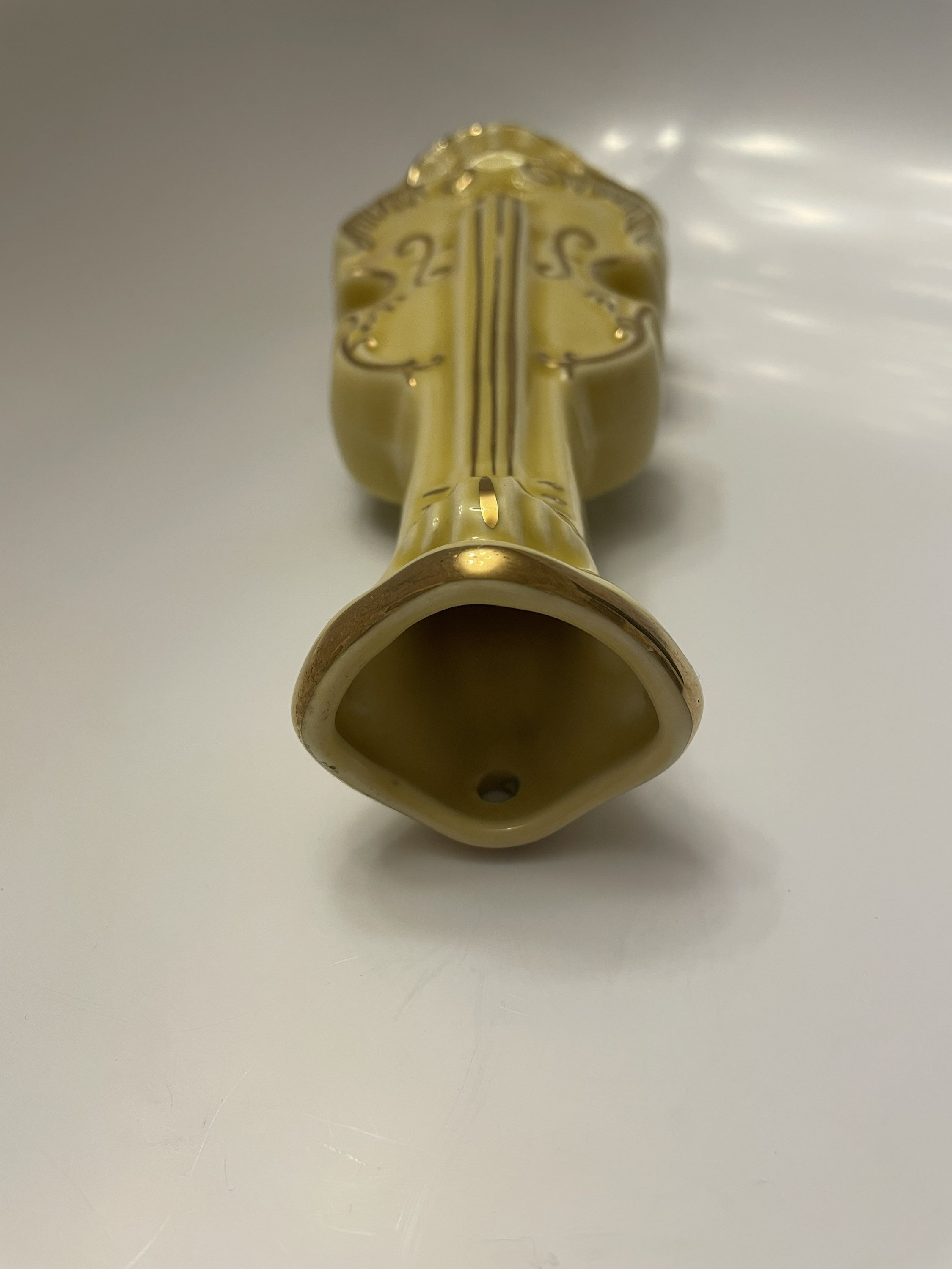 Vintage Bass Cello Pottery Wall Pocket, Yellow With Gold Trim - Etsy