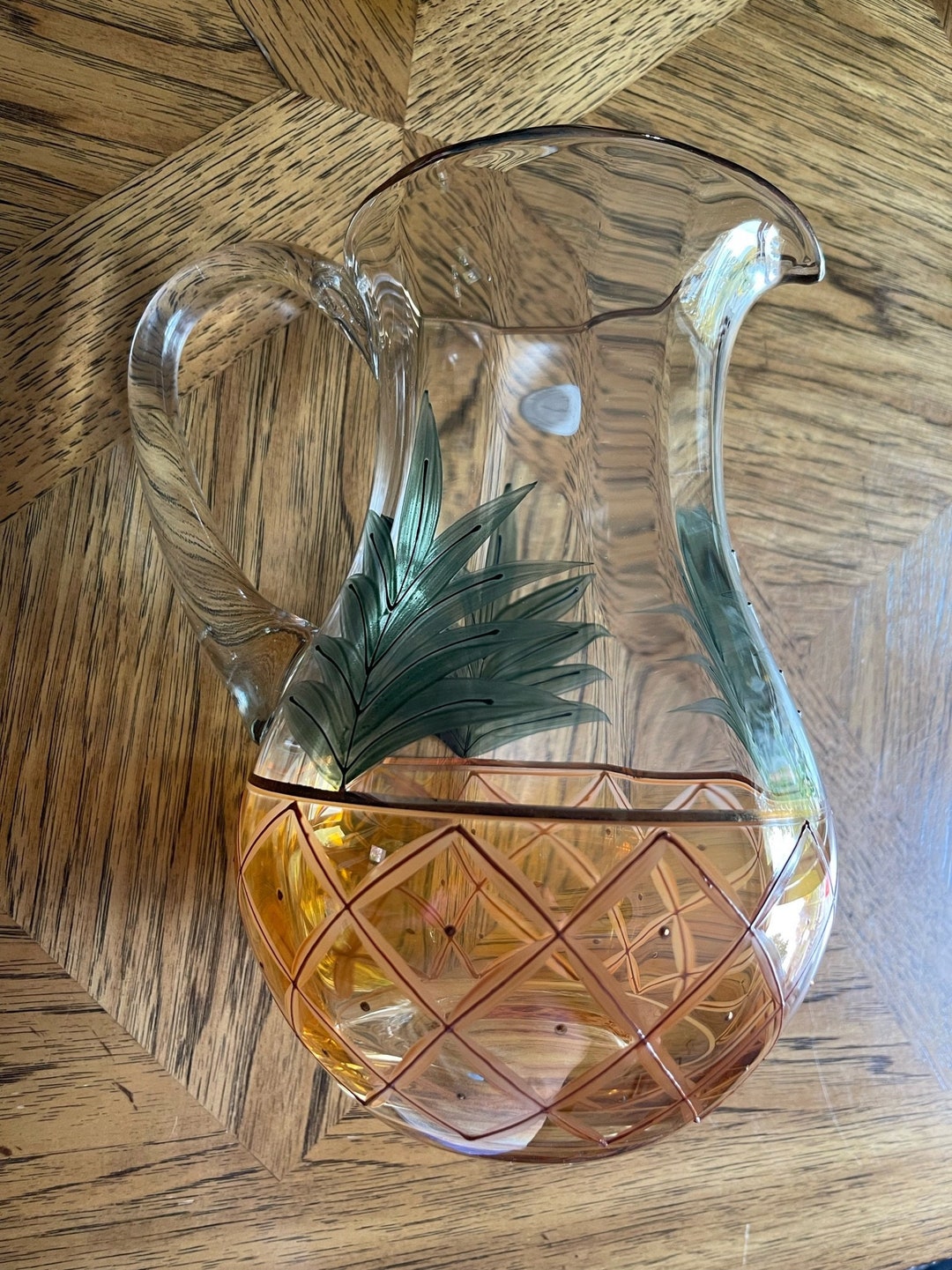 Romania Hand Painted Crystal Palm Pineapple Pitcher - Etsy