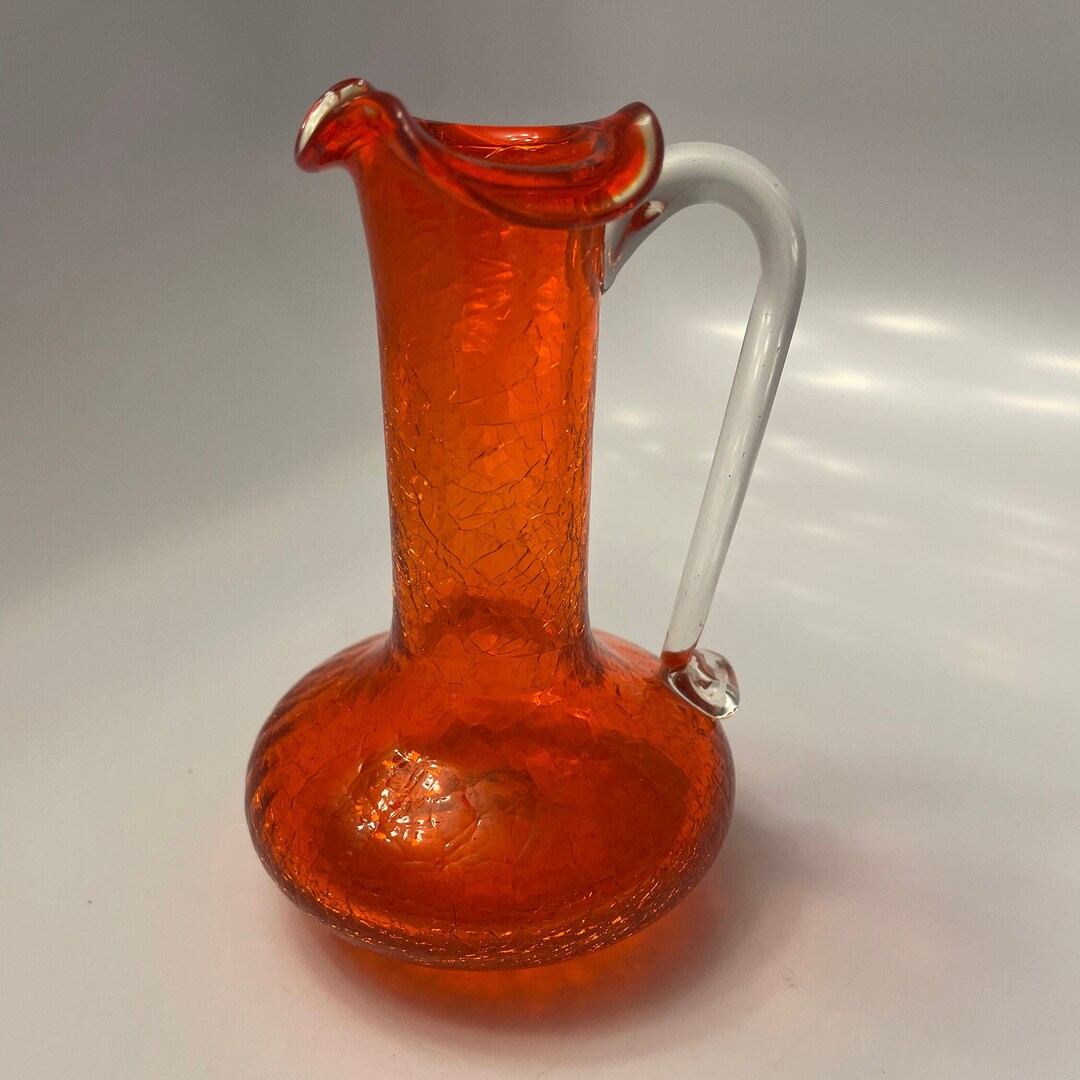 Vintage Pilgrim Orange Red Crackle Glass Curet Vase - Etsy