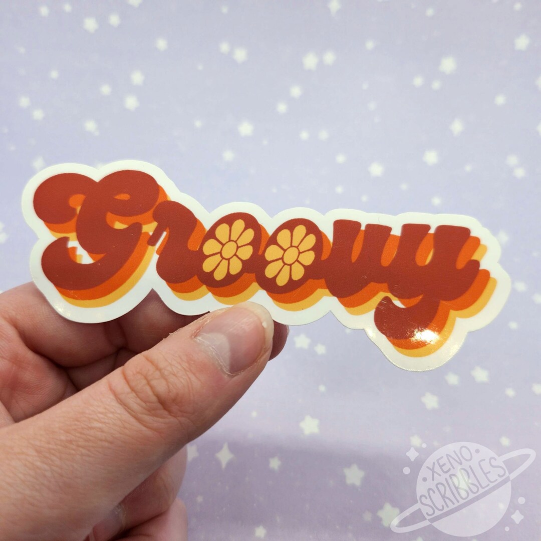 Groovy 70s Retro Hippie 4" Glossy Vinyl Stickers + Sparkle and ...