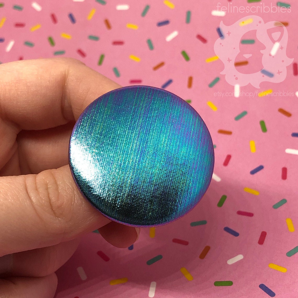 Holographic Color-changing Shiny 1.5 Pin Button - Etsy