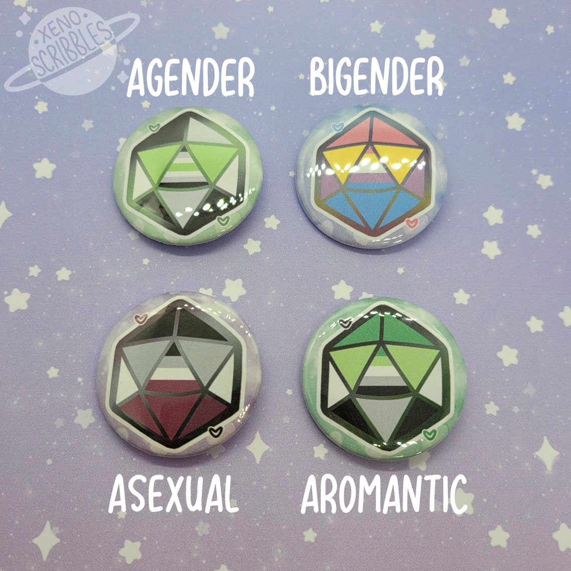 LGBTQ Gay Pride Dungeons and Dragons D&D D20 Dice 1.5” Pin Buttons ...