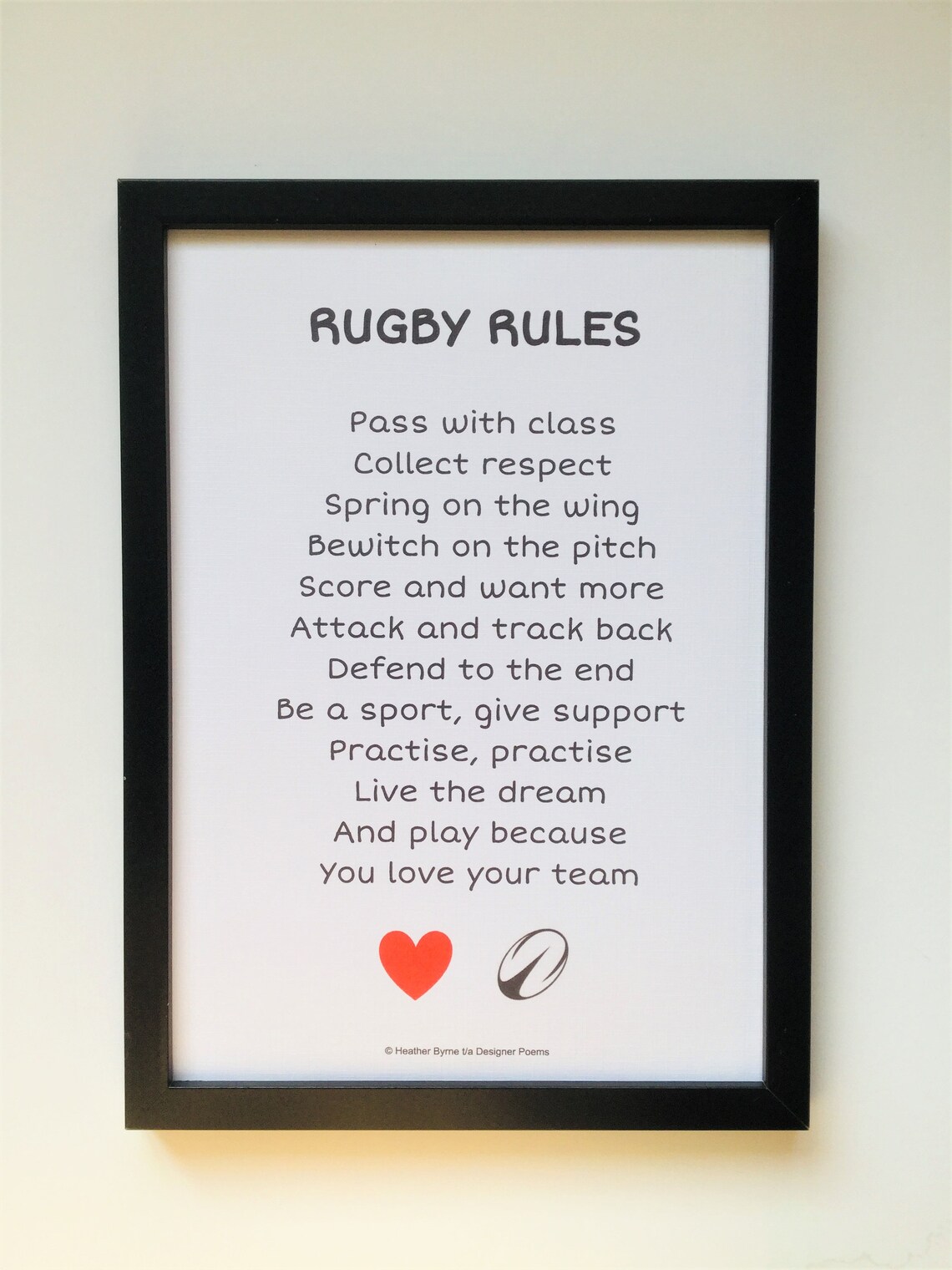 Personalised Rugby Player Poem Print - Etsy UK