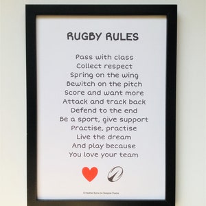 Personalised Rugby Player Poem Print - Etsy UK