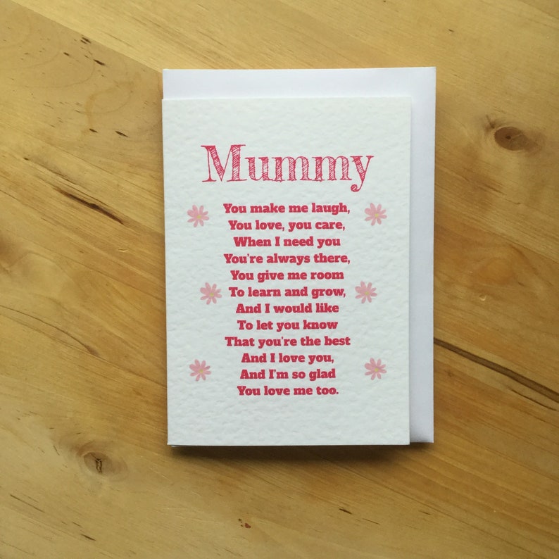 I Love You Mummy Mommy Card Mummy Poem Card - Etsy UK