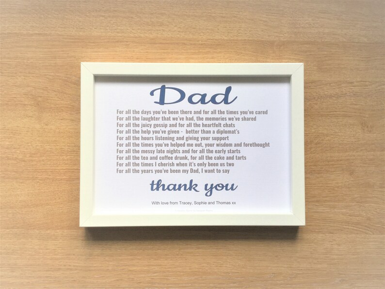 Dad Thank You Father's Day Poem Print Gift | Etsy