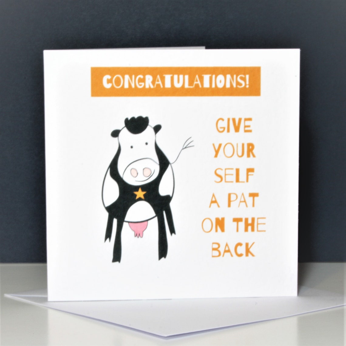 Funny cow congratulations card | Etsy