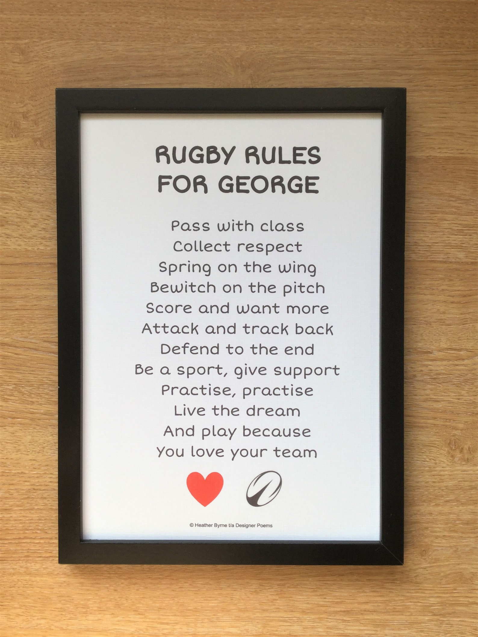Personalised Rugby Player Poem Print - Etsy UK