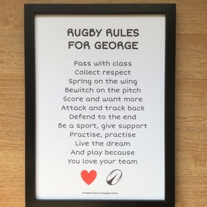 Personalised Rugby Player Poem Print - Etsy UK