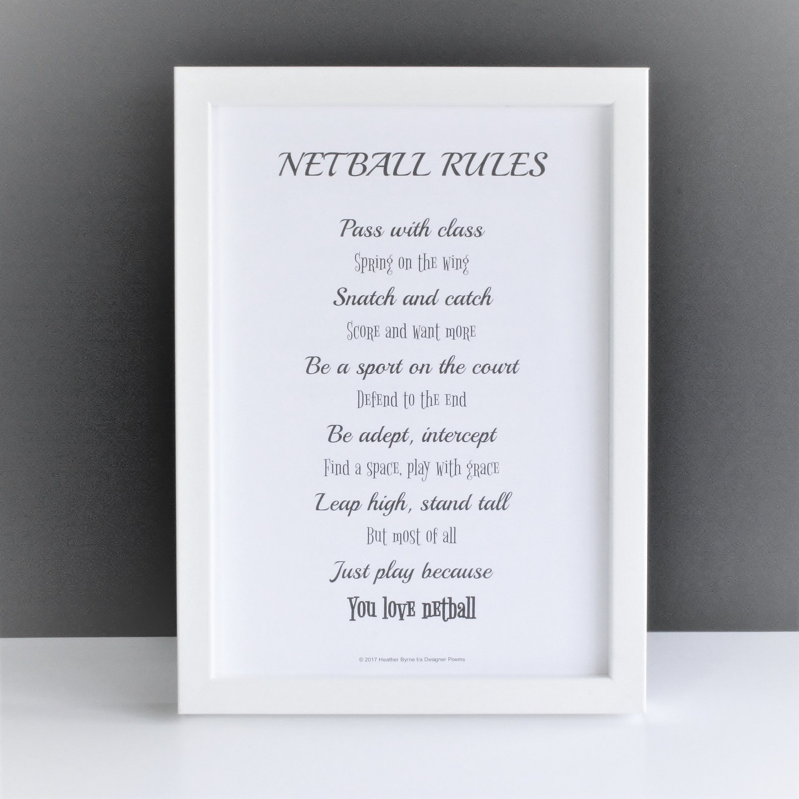 Personalised Netball Player Poem Print Gift - Etsy UK
