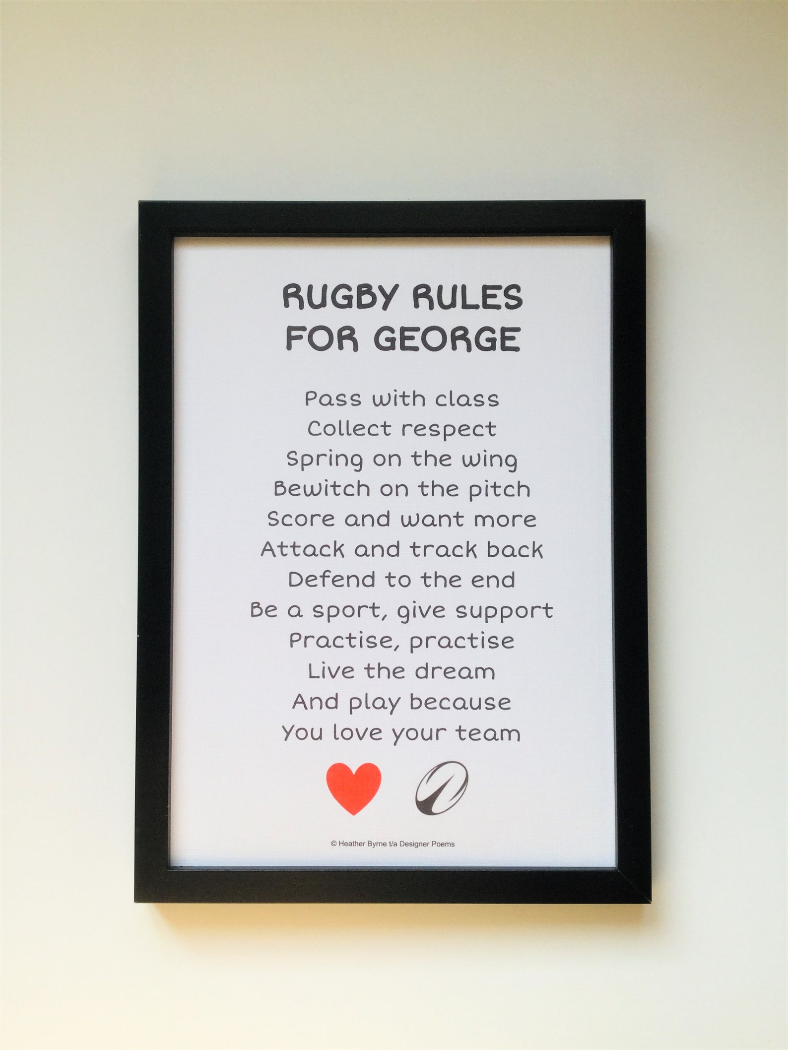 Personalised Rugby Player Poem Print - Etsy UK