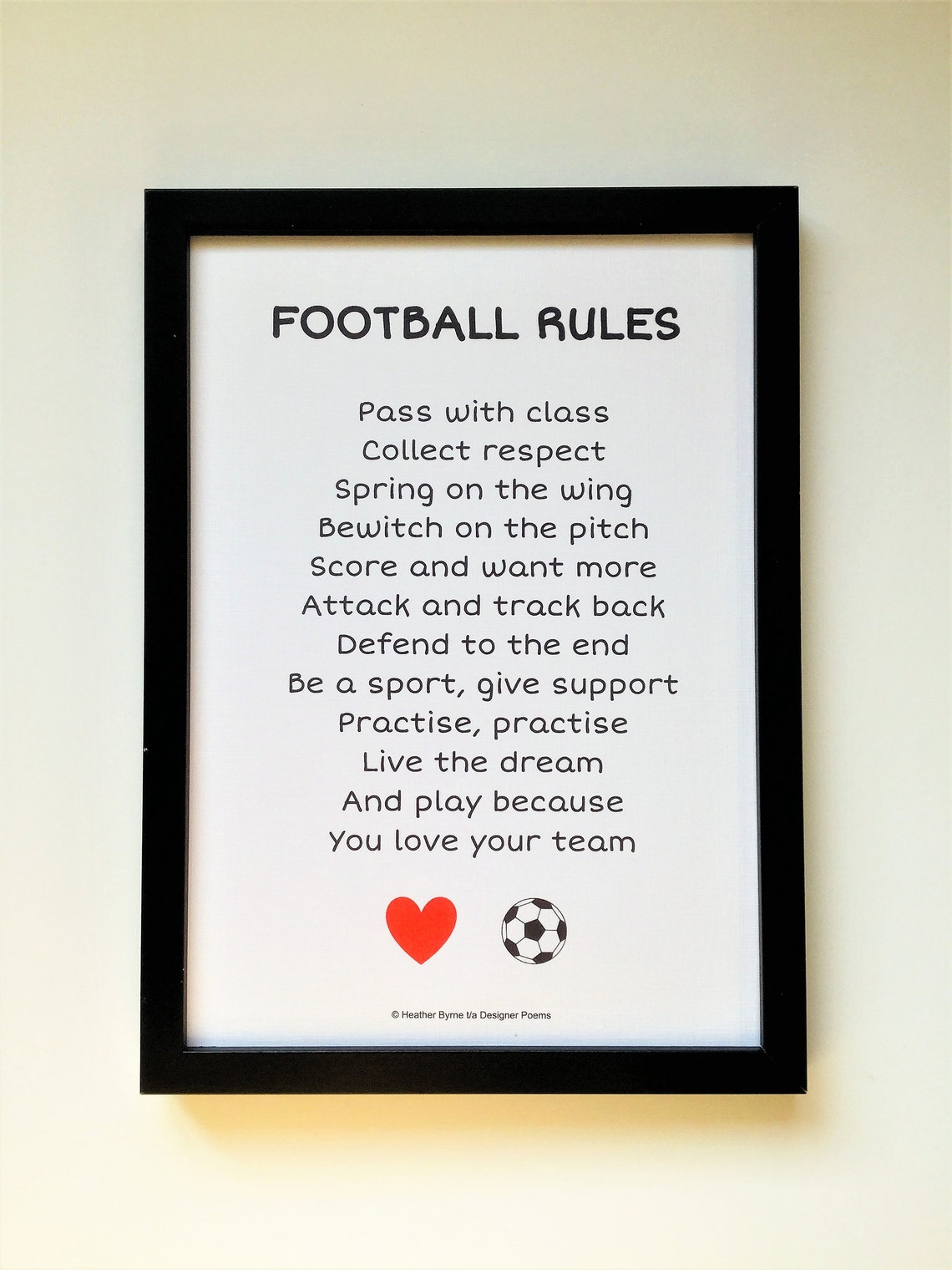 Personalised Football Player Poem Print Gift - Etsy UK