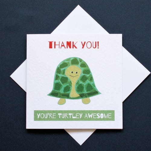 Thank You Turtle Totally Awesome Card - Etsy