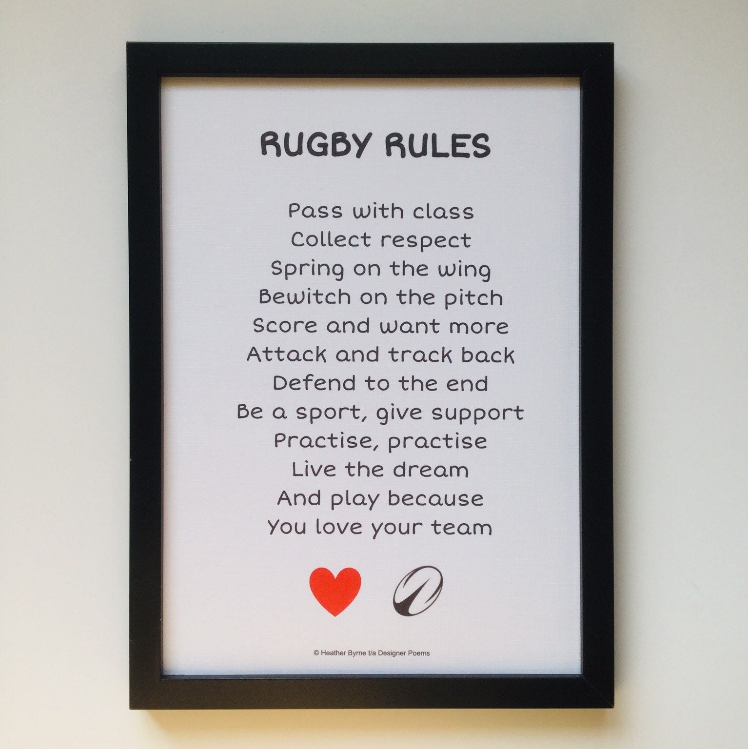 Personalised Rugby Player Poem Print - Etsy UK