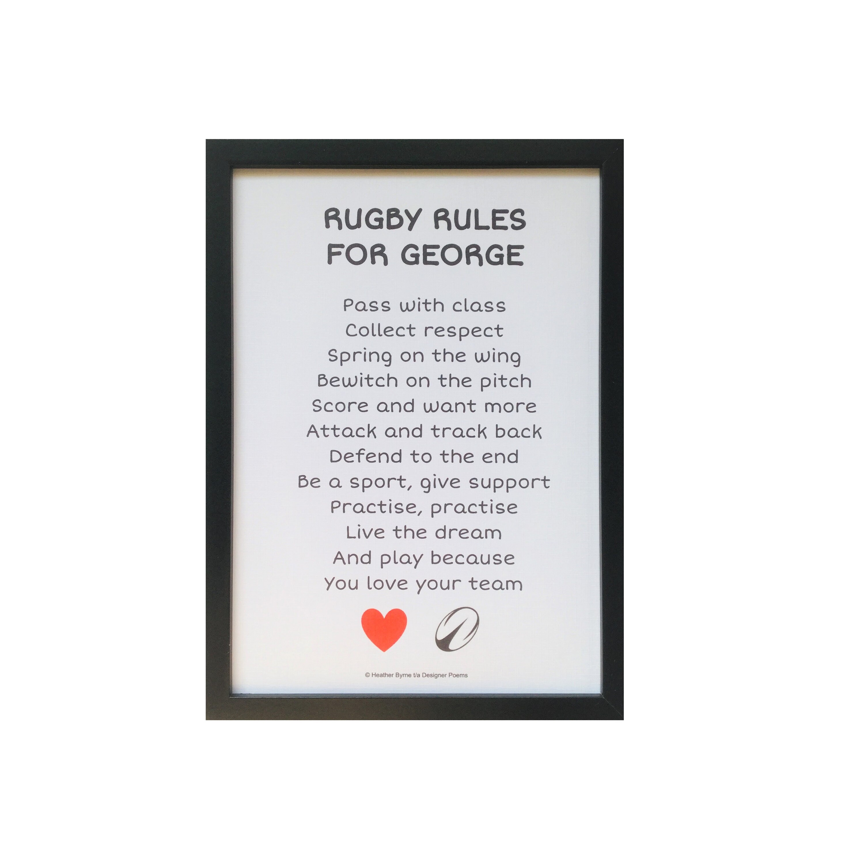 Personalised Rugby Player Poem Print - Etsy UK