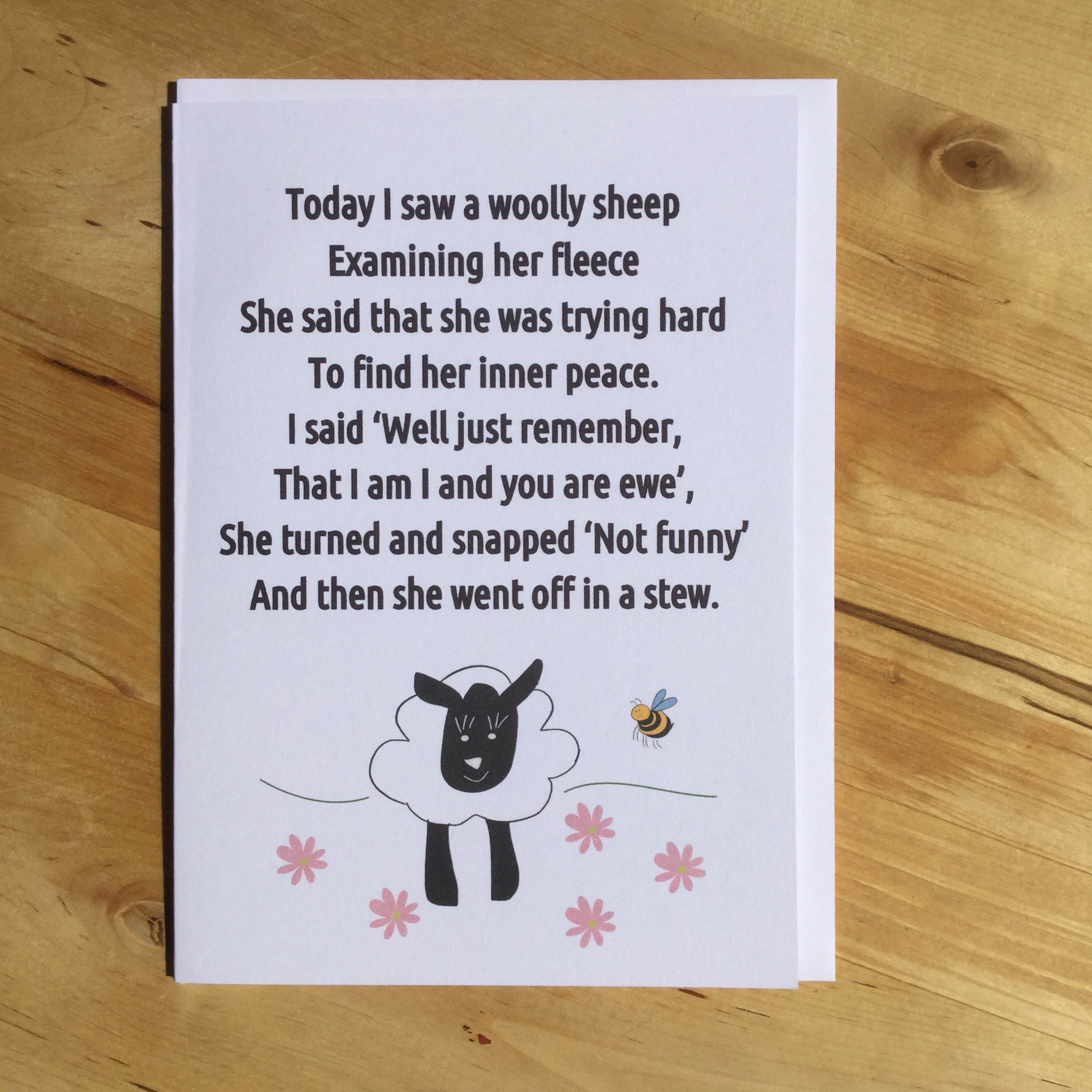 Funny sheep card finding peace card sheep poem sheep poem | Etsy