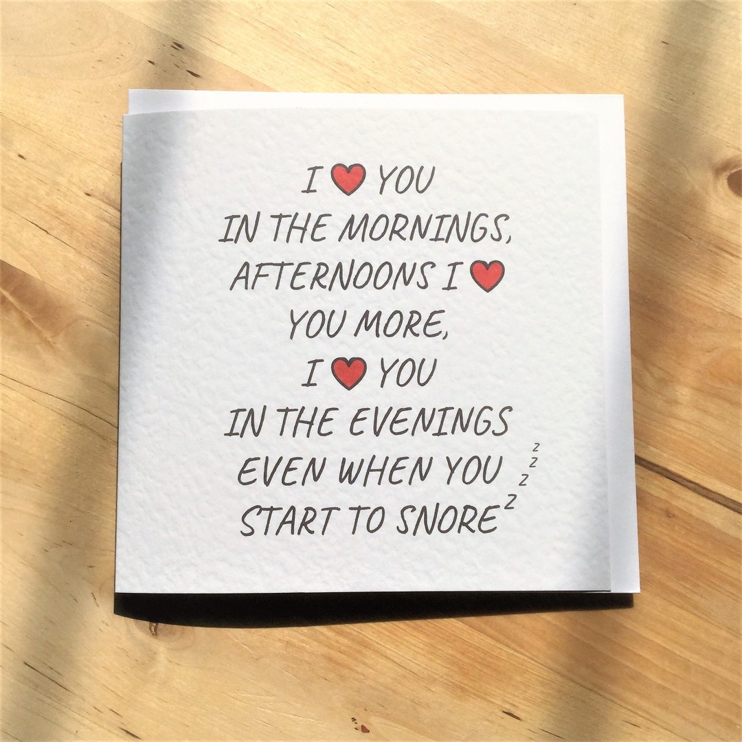 Snoring Card, Snoring Valentine, Snoring Wife Card, Snoring Husband ...