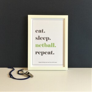 Personalised Netball Print Gift Eat Sleep Netball Repeat - Etsy UK