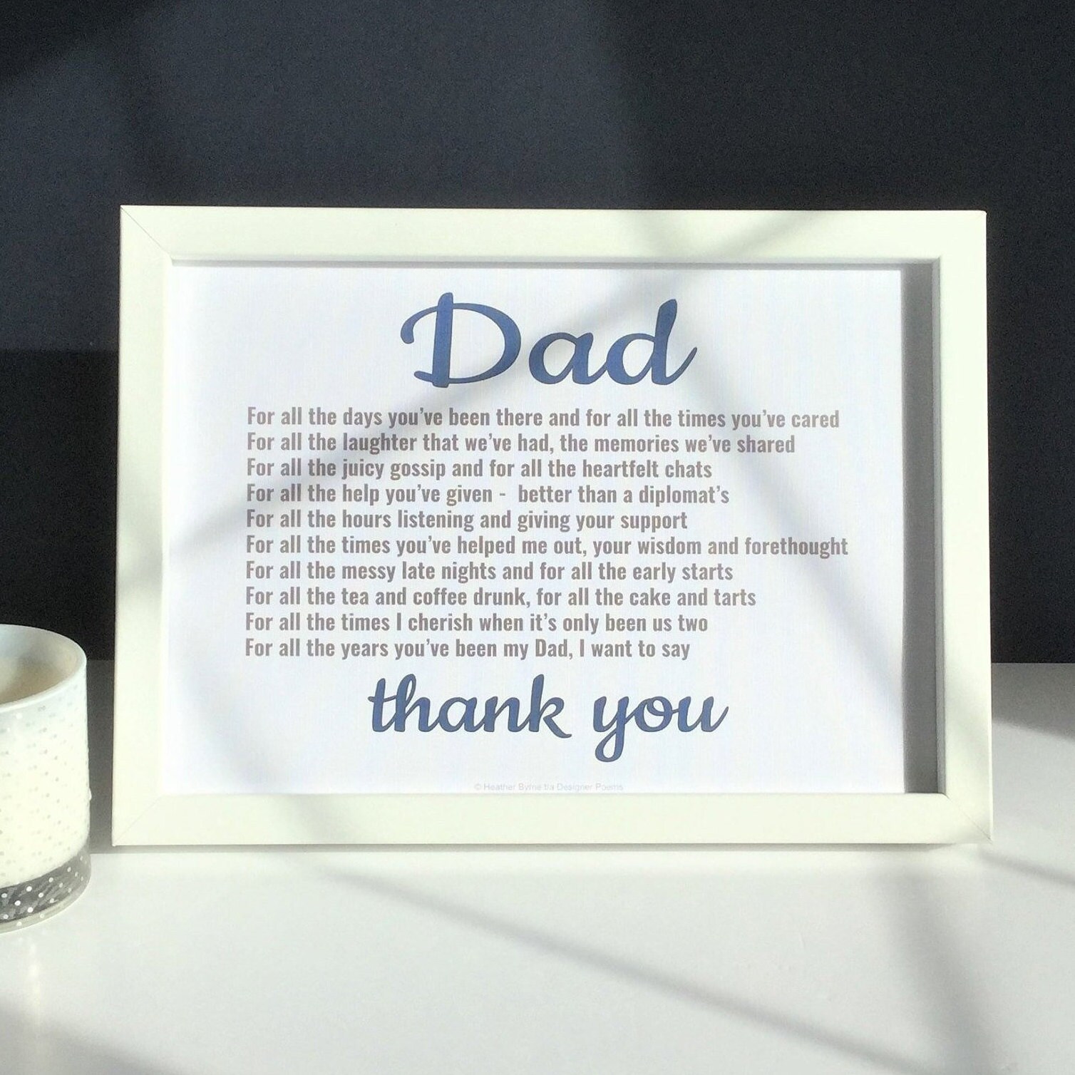 Dad Thank You Father's Day Poem Print Gift | Etsy