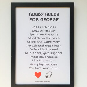 Personalised Rugby Player Poem Print - Etsy UK