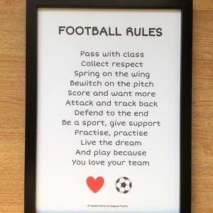 Personalised Football Player Poem Print Gift - Etsy UK