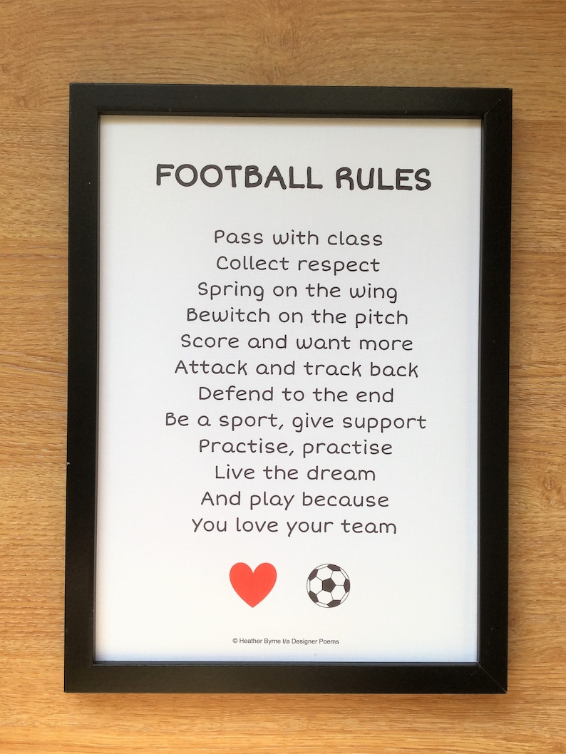Personalised Football Player Poem Print Gift - Etsy UK
