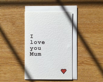 I Love You Mom Greeting Card Mothers Day Note Card - Etsy