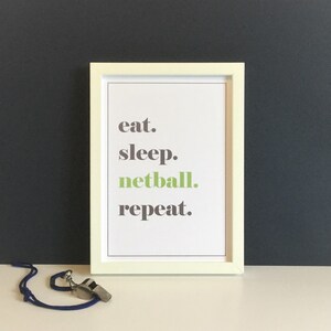 Personalised Netball Print Gift Eat Sleep Netball Repeat - Etsy UK