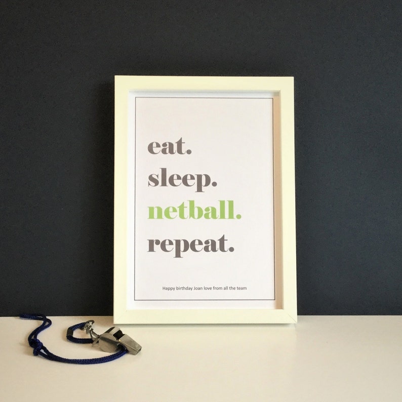 Personalised Netball Print Gift Eat Sleep Netball Repeat - Etsy UK