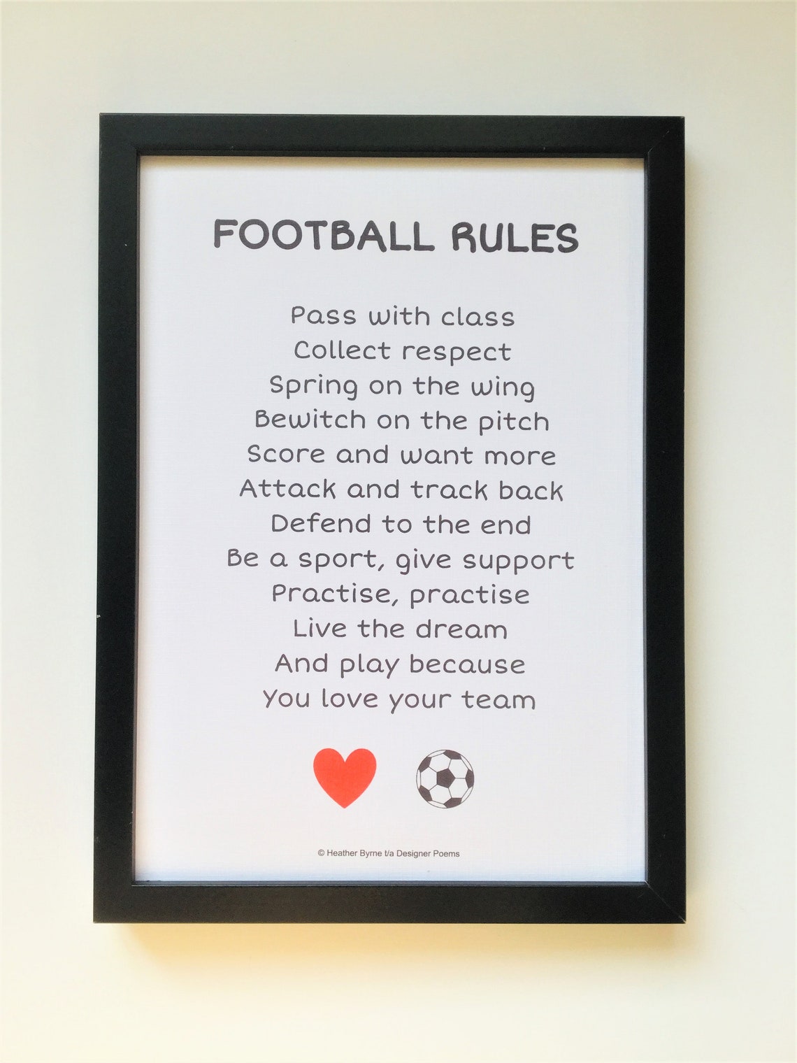 Personalised Football Player Poem Print Gift - Etsy UK