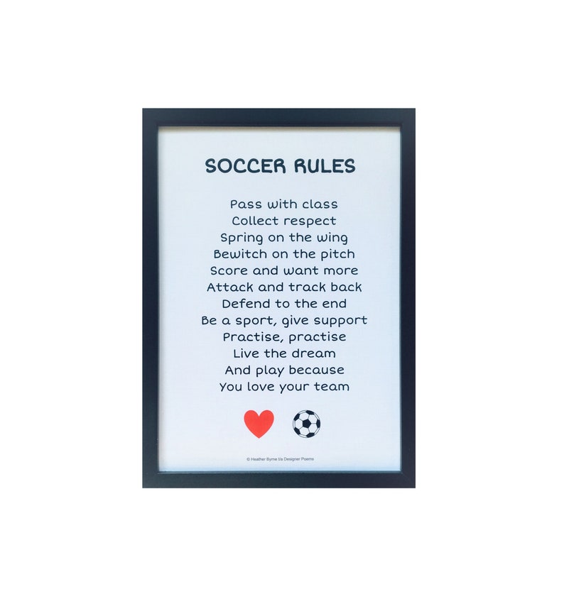 Personalised Soccer Rules for Player Poem Print Gift - Etsy
