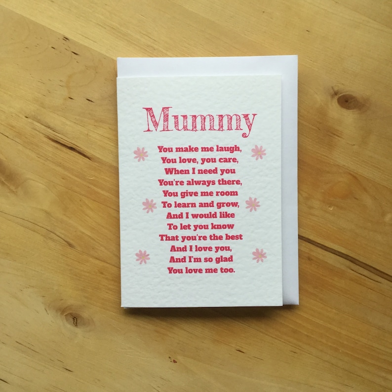 I Love You Mummy Mommy Card Mummy Poem Card - Etsy UK