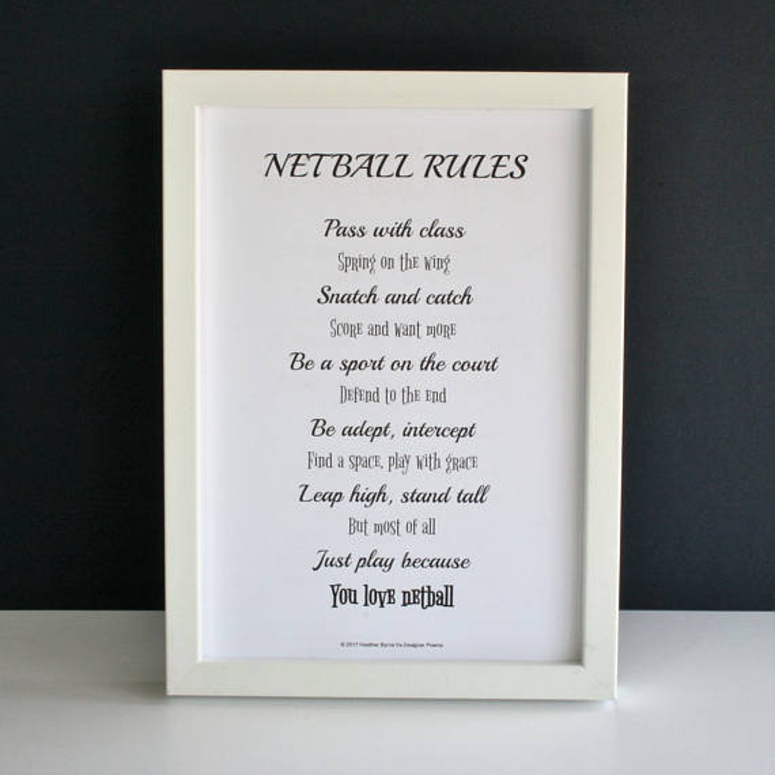 Personalised Netball Player Poem Print Gift - Etsy UK