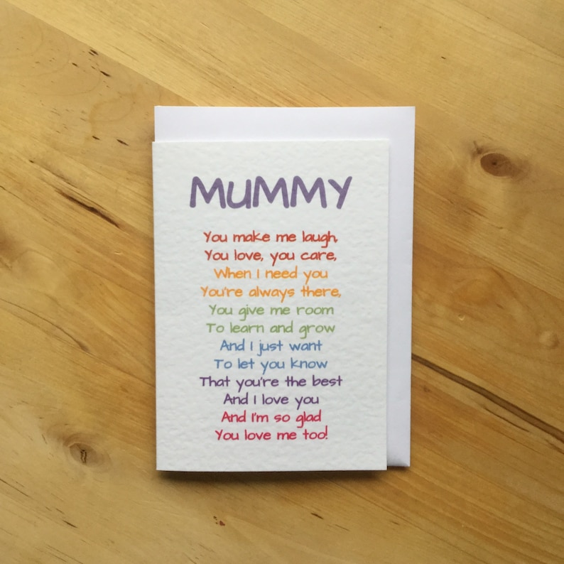 I Love You Mummy Mommy Card Mummy Poem Card - Etsy UK