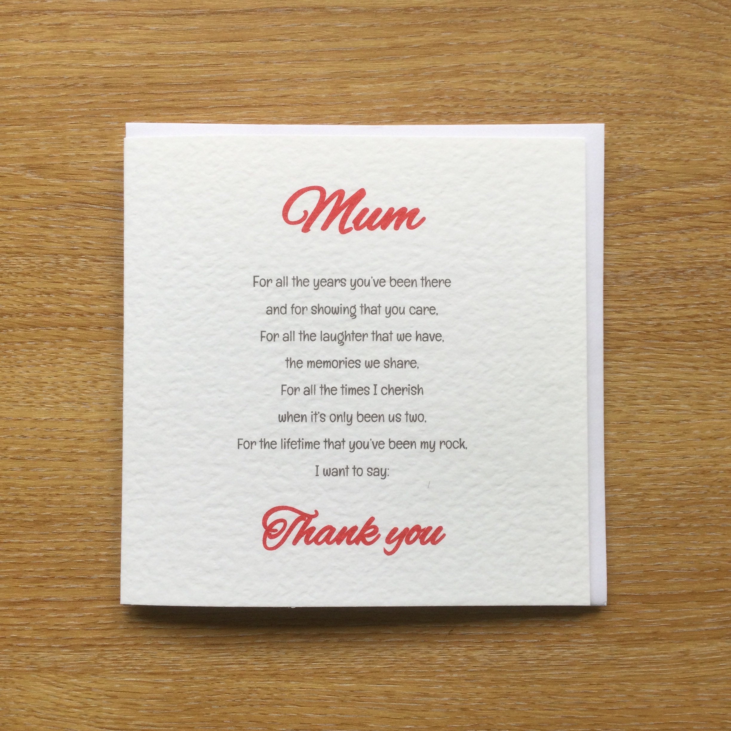 Thank You Mum Poem Card | Etsy UK