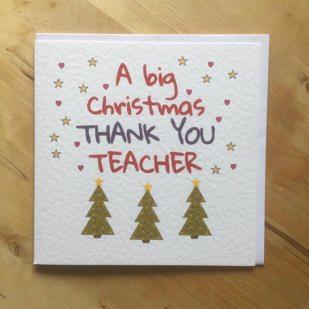 Christmas Thank You Teacher Card - Etsy