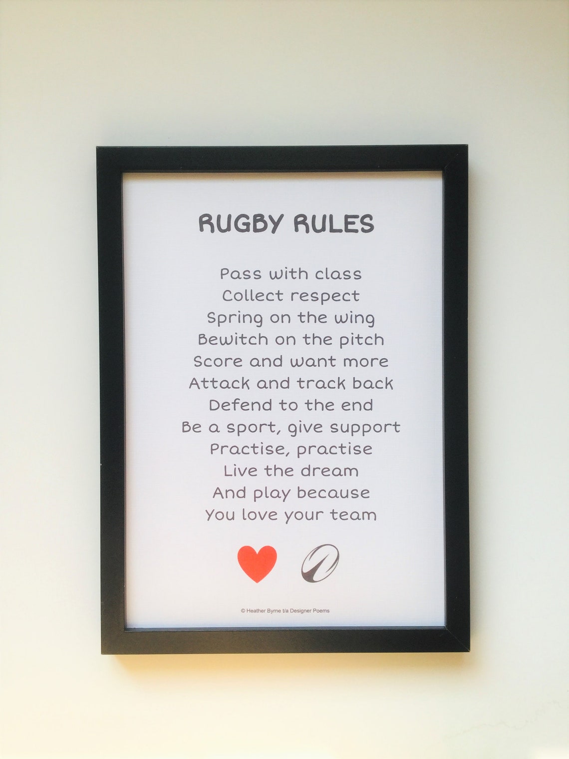 Personalised Rugby Player Poem Print - Etsy UK