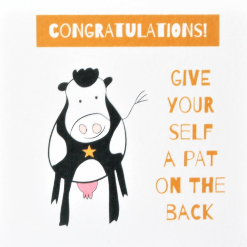 Funny Cow Congratulations Card - Etsy UK