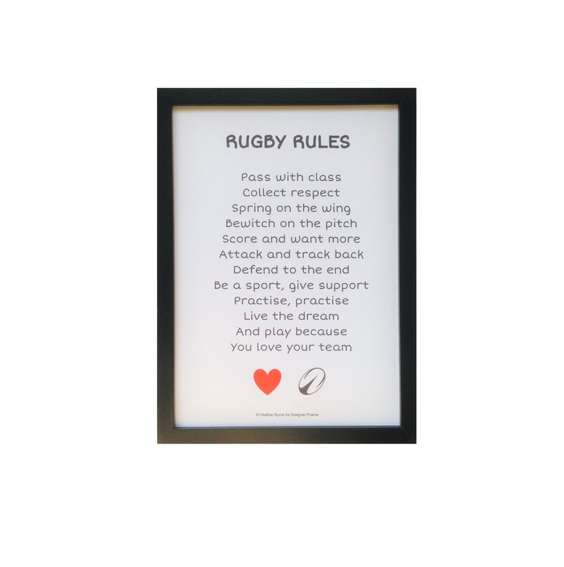 Personalised Rugby Player Poem Print - Etsy UK